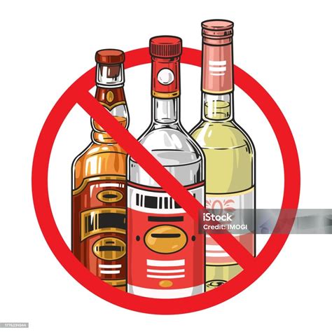 Prohibition Drinking Alcohol Colorful Sticker Stock Illustration