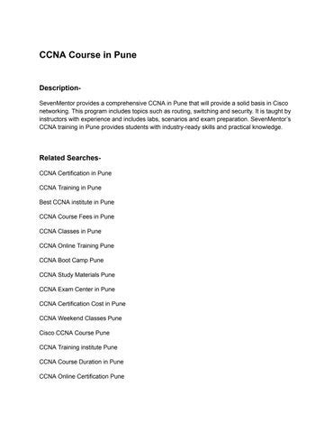 CCNA Course In Pune By Sevenmentor Issuu