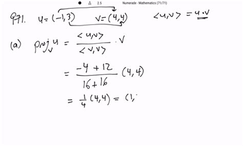 SOLVED Find Proj U B Find Proja V And C Sketch A Graph Of Both Proj U And Proj V Use