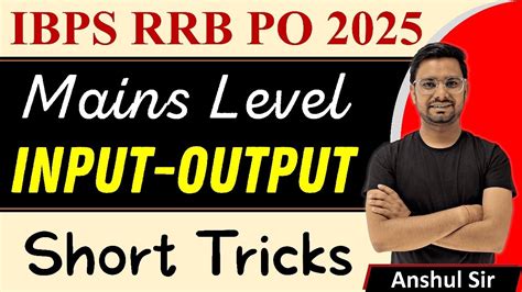Mains Level Machine Input Output Reasoning Tricks By Anshul Saini For Ibps Rrb Po 2025 Youtube