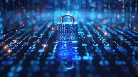 Digital Pad Lock On Abstract Cyber Security Technology Background With