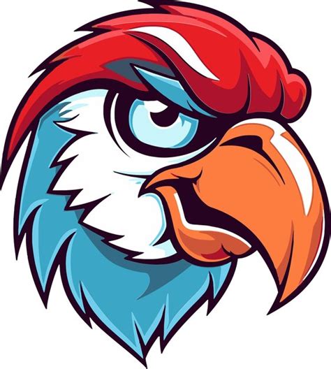 A Picture Of A Bird With A Red Mohawk And Blue And Red On It Premium