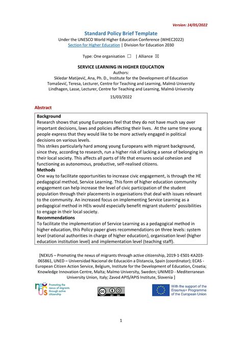 Free Printable Policy Brief Templates [word Pdf] Example