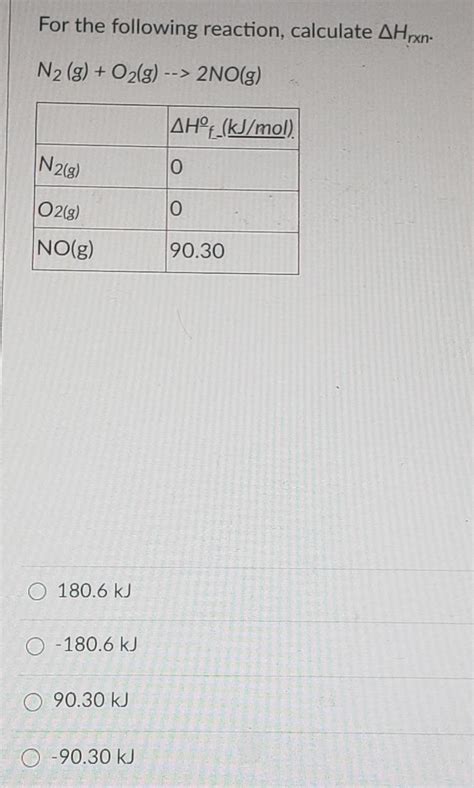 Solved For The Following Reaction Calculate Ahrxn N2 G