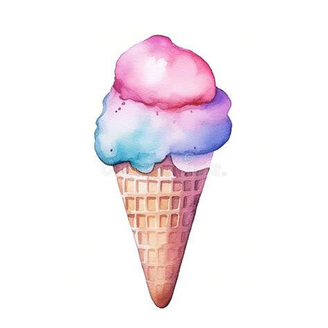 Sweet Ice Cream Candy Square Watercolor Illustration Stock