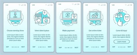 Standup Onboarding Mobile App Page Screen Vector Template Performance Online Ticket Payment