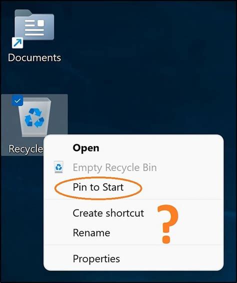 Able To Remove Pin To Start From Recycle Bin S Context Menu Windows Forums