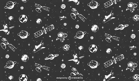 Planets And Satellites Space Pattern Design Vector Download