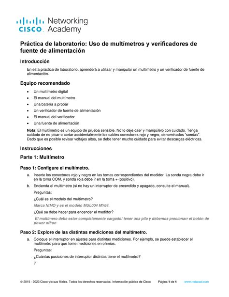 Lab Use a Multimeter and a Power Supply Tester Práctica de laboratorio Uso de