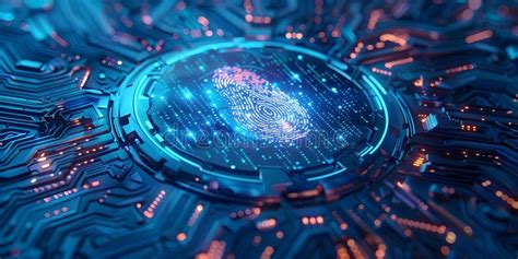 neon cyber technology safeguarding personal data with fingerprint security system concept neon