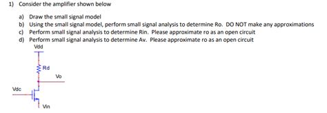 Solved 1 Consider The Amplifier Shown Belowa Draw The Chegg Com
