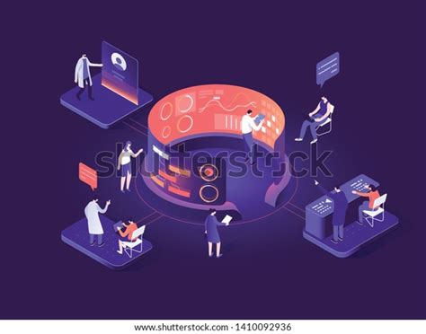 People Interacting Charts Analyzing Statistics Data Stock Vector Royalty Free 1410092936