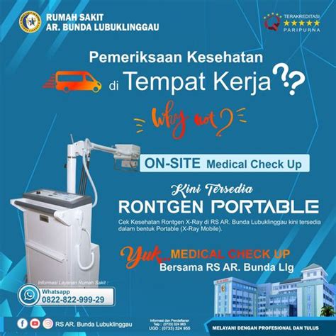 Pemeriksaan Kesehatan Di Tempat Kerja On Site MCU Rontgen Portable RS AR Bunda Lubuklinggau