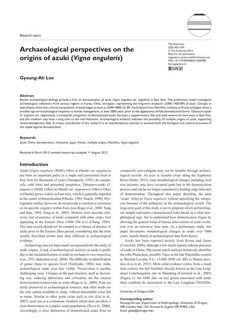 Pdf Archaeological Perspectives On The Origins Of Azuki Vigna Angularis