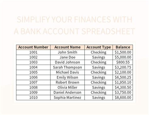 Excel Bank Account Template