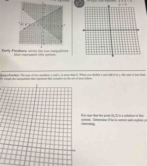Early Fins That Represent This System Extra Practice The Sum Of Two Numbers X And Y Math