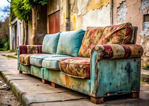 Abandoned Weathered Sofa On A City Curb Minimalist Photography Of Urban