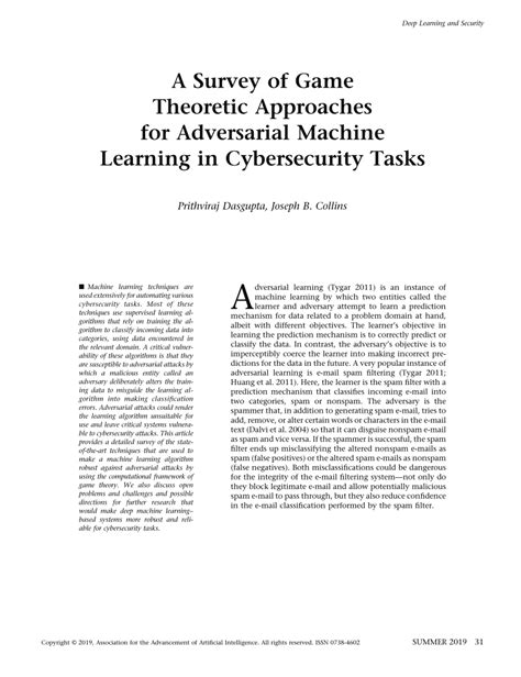 A Survey Of Game Theoretic Approaches For Adversarial Machine Learning