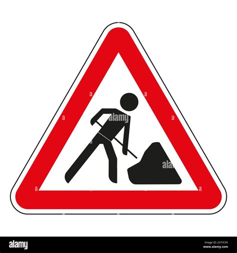 A Road Sign With A Red Triangle Indicating Construction Work In Progress Stock Vector Image