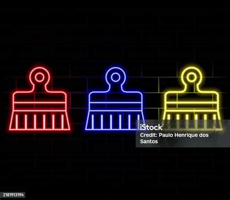페인트 브러시 네온 아이콘입니다 웹 세트의 요소 웹사이트 웹 디자인 모바일 앱 정보 그래픽을 위한 간단한 아이콘 0명에 대한 스톡 벡터 아트 및 기타 이미지 Istock