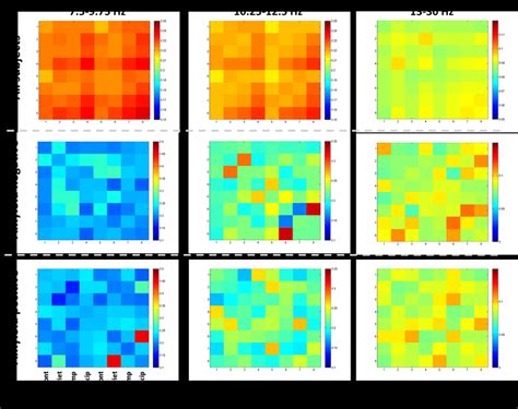 connectivity matrices of pli values at different frequency bands