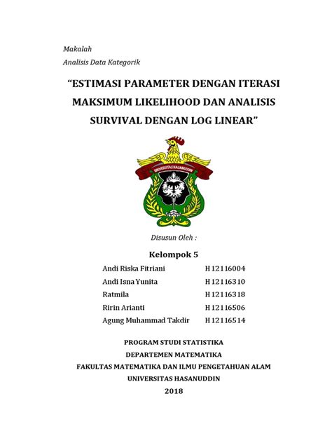 Kelompok 5 Estimasi Parameter Dengan Maksimum Likelihood Pdf