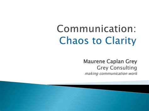 Communication Chaos To Clarity Ppt