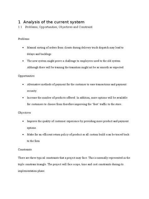 Analysis Of The Current System Pdf Delivery Commerce Inventory