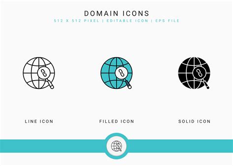 Domain Icons Set Vector Illustration With Solid Icon Line Style Website Address Concept
