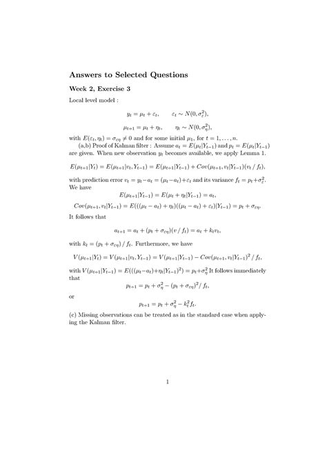 Answers Selected Excercises Time Series Econometrics Answers To
