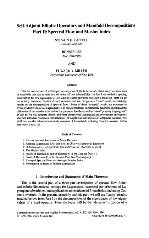 Pdf Self Adjoint Elliptic Operators And Manifold Decompositions Part