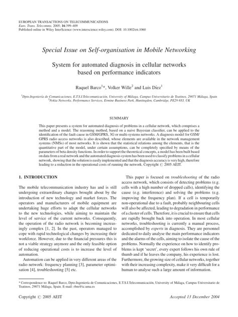 System For Automated Diagnosis In Cellular Networks Based On