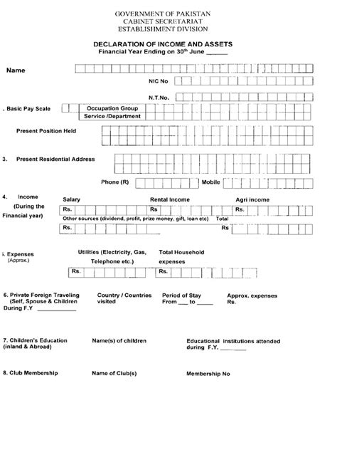 Form Declaration Of Assets Pdf