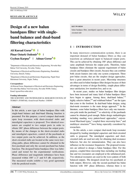 Design Of A New Balun Bandpass Filter With Single Band Balance And Dual Band Filtering