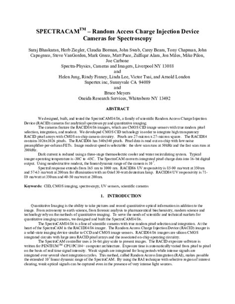 Pdf Spectracamtm Random Access Charge Injection Device Cameras For