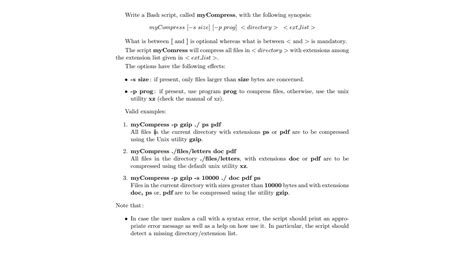 Solved Write A Bash Script Called Mycompress With The