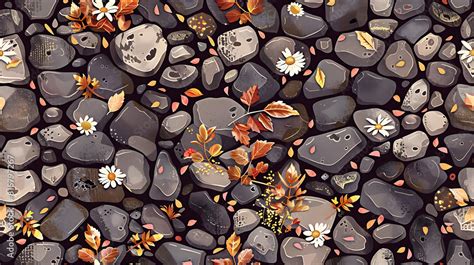 8 Bit Rpg Serene Garden Pebble Floor Texture Seamless Tile Endless And Repeat Print Stock