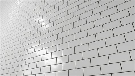 Rectangular Offset Ceramic Glossy Tile Texture White Poliigon