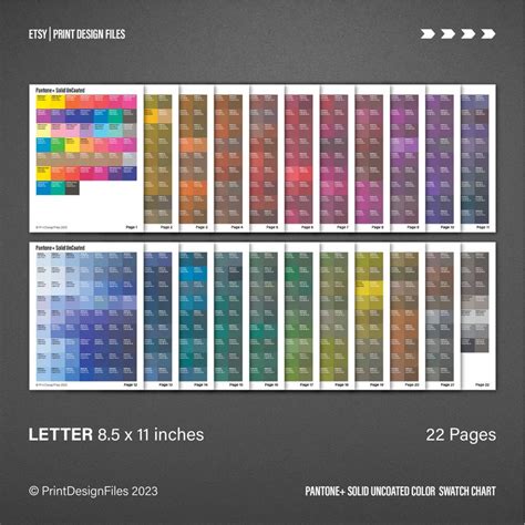 Printable Color Swatch Book With Pantone Name Cmyk And Rgb Values A4