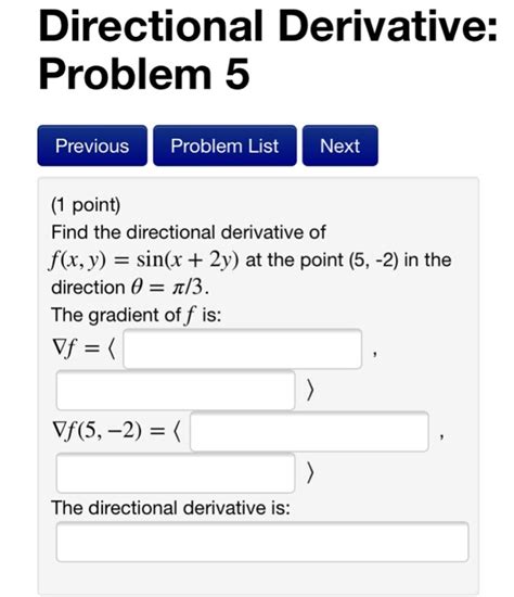 solved directional derivative problem 5 previous problem