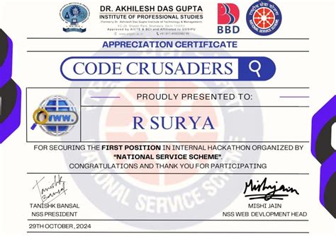 hackathon coding innovation achievement nationalservicescheme… r