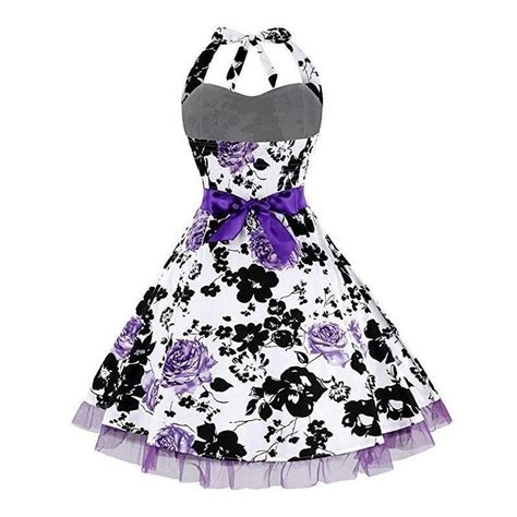 Vintage Sweetheart Neck Halter Backless Flower Print Casual Swing Knee