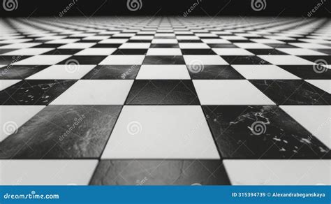 Infinite Black And White Tiled Floor Perspective Stock Illustration