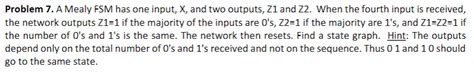 Solved Problem 7 A Mealy Fsm Has One Input X And Two