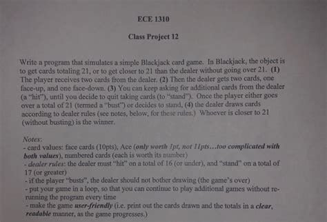 Ece 1310 Class Project 12 Write A Program That