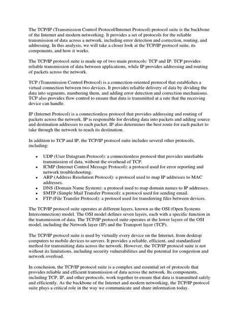 Tcp Ip Analysis Pdf Internet Protocols Internet Protocol Suite