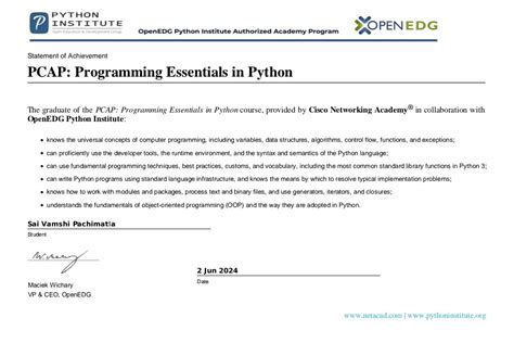 Sai Vamshi Pachimatla On Linkedin Cisco Aceengineeringcollege Python Cisconetworkingacademy