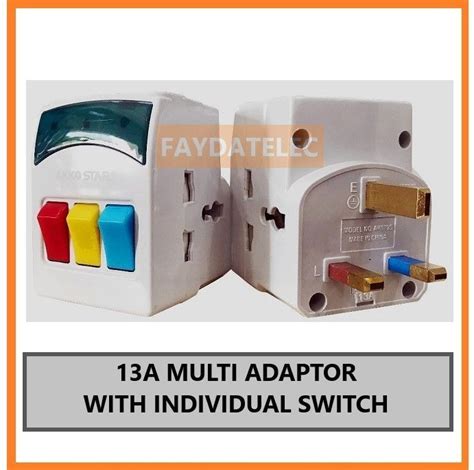 13a 3way Multiple Adaptor Socket With Individual Switch Fuse
