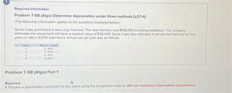 solved required information problem 7 5b algo determine