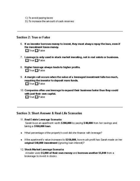 Investing And Leverage Quiz By Davids Esl Materials And More Tpt